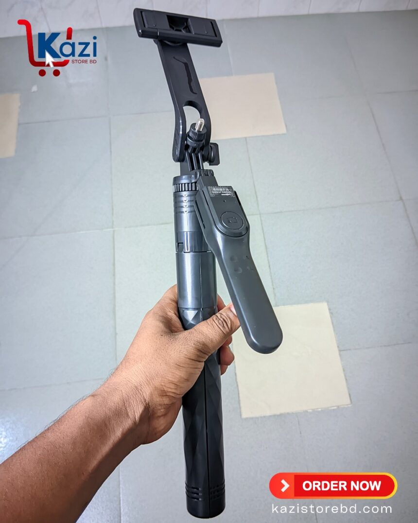 K28 360 Degree Rotation Selfie Stick Tripod – 5 foot – Black – kazistorebd