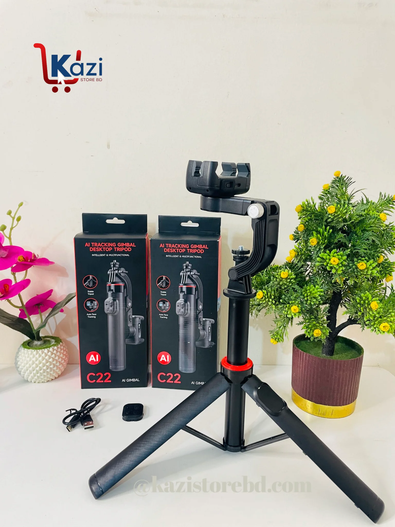 C22 Handheld Gimbal 360° AI Face Tracking Shoot Stabilizer Tripod with ...