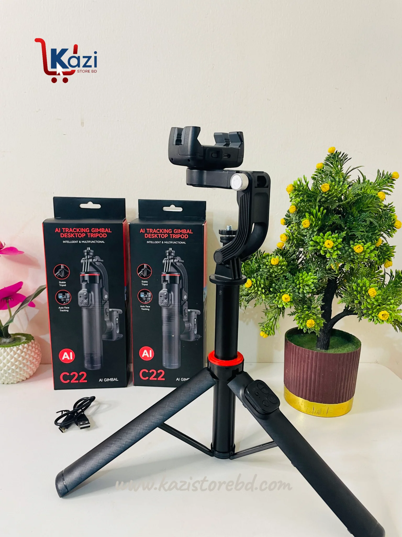 C22 Handheld Gimbal 360° AI Face Tracking Shoot Stabilizer Tripod with ...